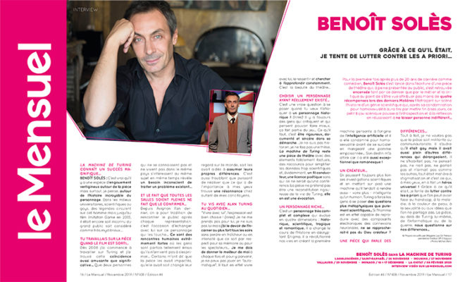 Benoît Solès en interview pour sa pièce "La machine de Turing"